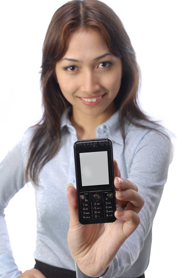 Woman and mobile phone stock photo. Image of front, adult - 4861108