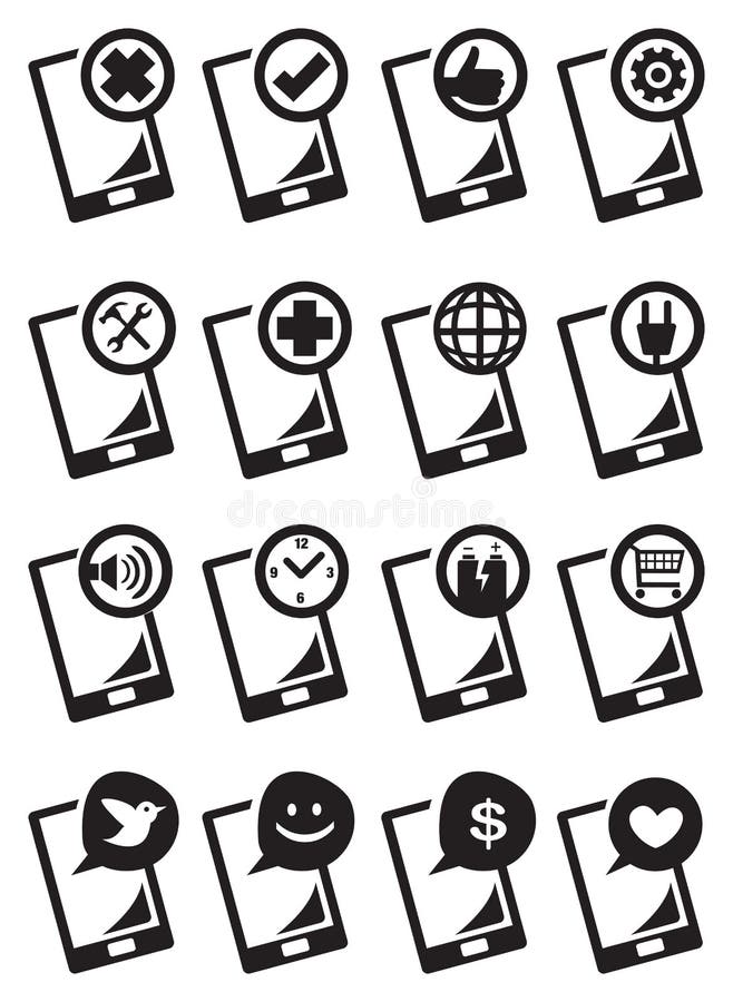 Handphone Function Icon Set Vector Illustration Stock Vector ...