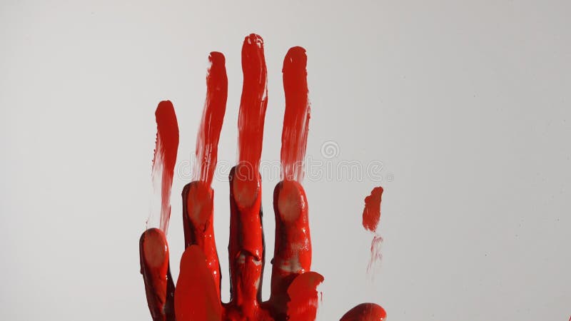 Handprint Art with Red Paint on White Background Stock Photo - Image of ...