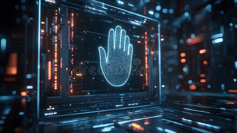 Handprint Biometrics for Secure Login Interface Stock Illustration ...