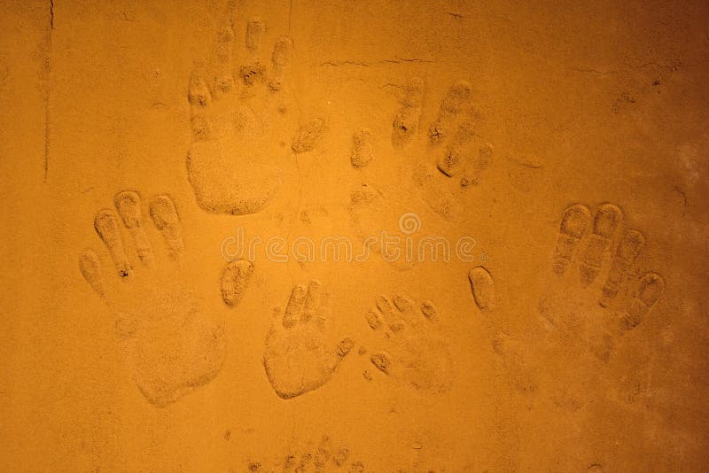 Handprint on clay stock image. Image of brown, barren - 122644471