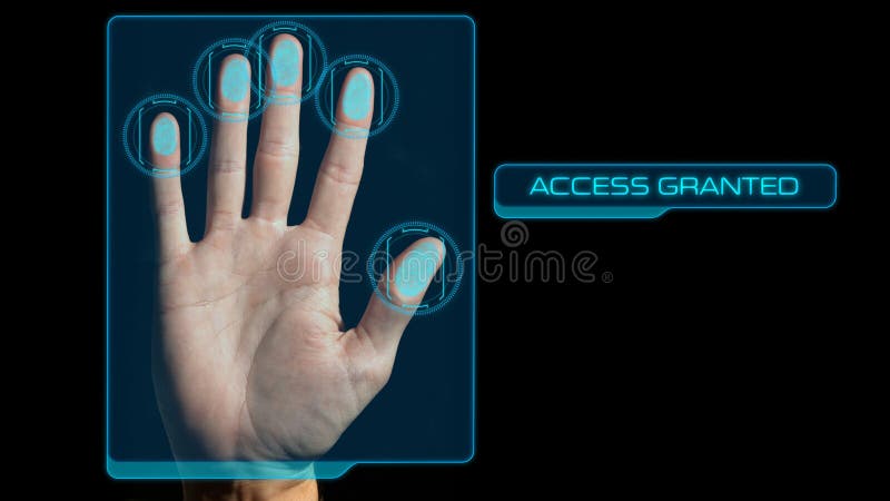 Handprint Computer Security Scan Access Granted Stock Photo - Image of ...