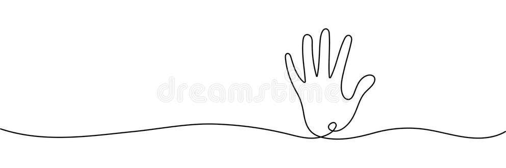 Handprint Continuous One Line Drawing. Editable Stroke Stock Vector ...