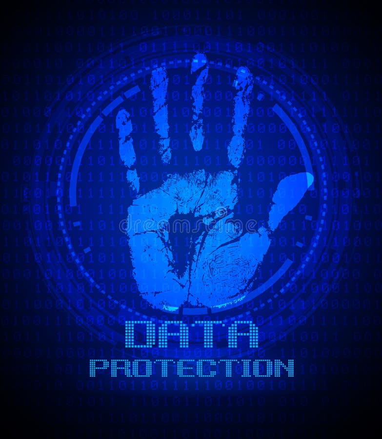 Handprint and Data Protection on Digital Screen Stock Vector ...