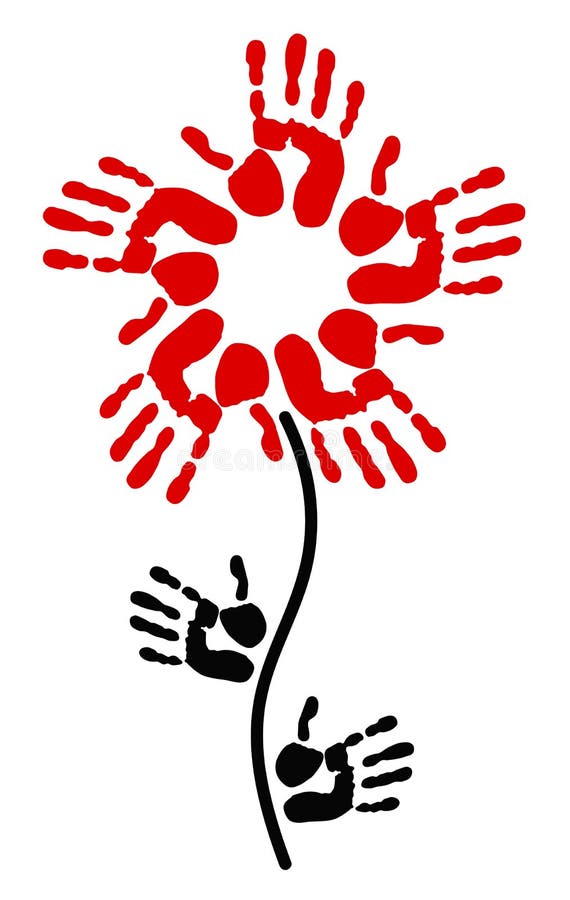 Handprint En La Forma De Una Flor Ilustración del Vector - Ilustración ...