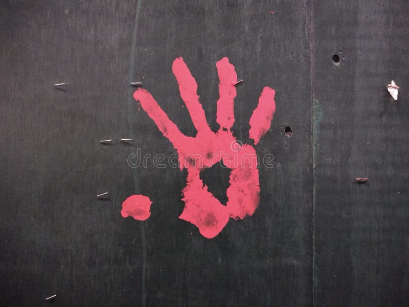 Bloody Handprint Smear On Wall