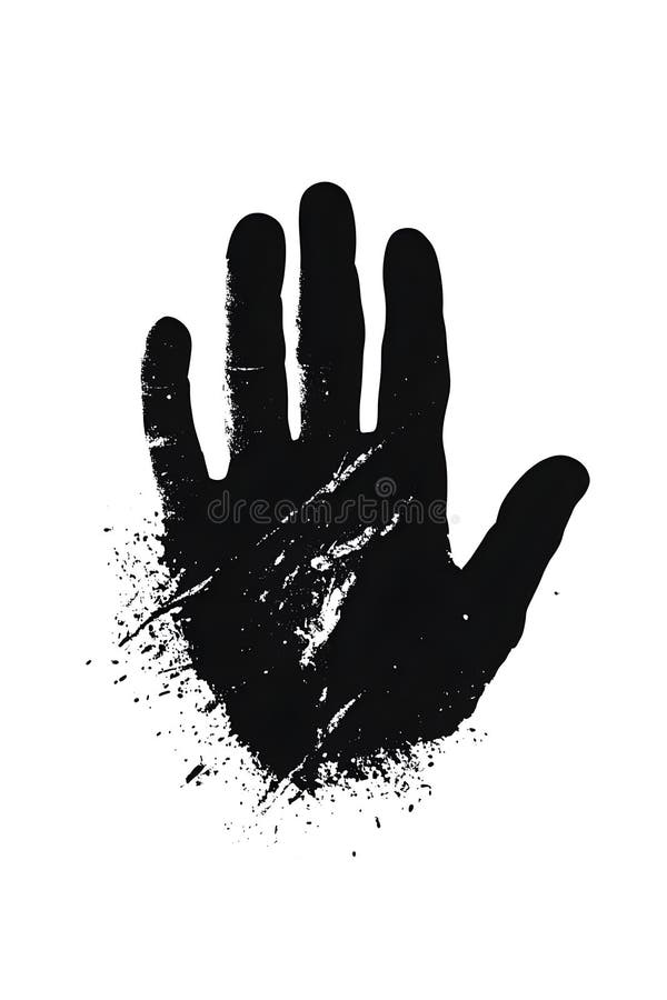 Handprint Pattern in Black Paint Showcasing Artistic Expression and ...
