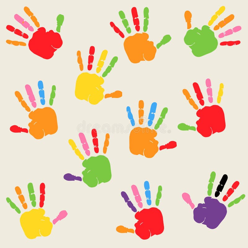 Handprint Pattern Printed in Gated Colors Stock Illustration ...