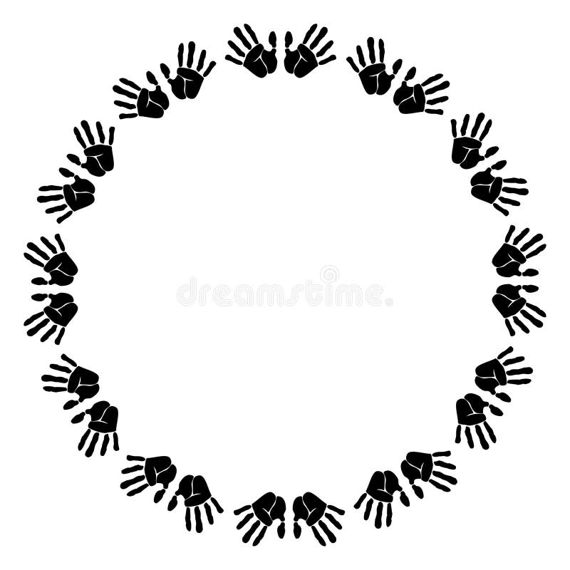 Handprint Round Frame. Palm Silhouette. Print Hand with Five Fingers ...