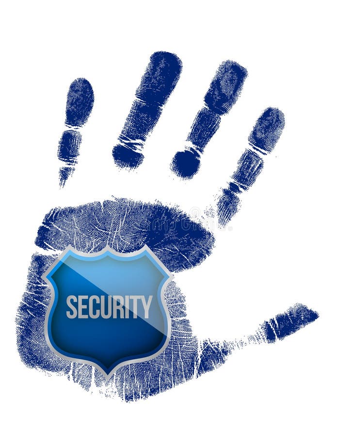 Handprint with Security Blue Shield Illustration Stock Illustration ...