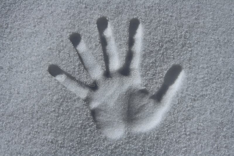 Handprint in snow stock photo. Image of hand, finger - 35225204