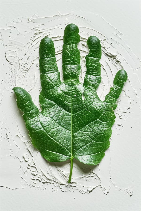 Handprint with Texture of Planet Earth Leaf Concept. Nature Environment ...