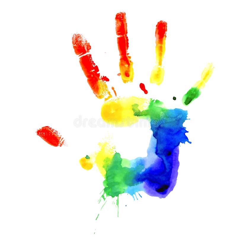 Handprint in Vibrant Colors of the Rainbow Stock Vector - Illustration ...