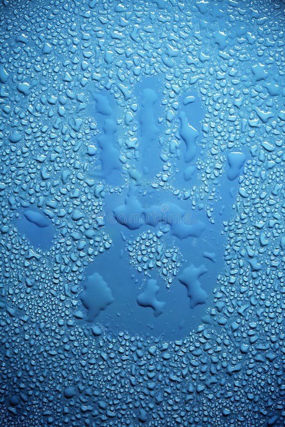 Handprint in water drops stock photo. Image of clean - 14823794