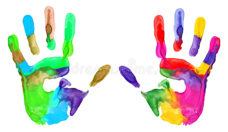 Colourful Paint Handprints stock illustration. Illustration of ...
