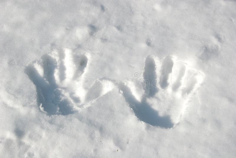 Handprints in the snow stock photo. Image of fingers - 15723888