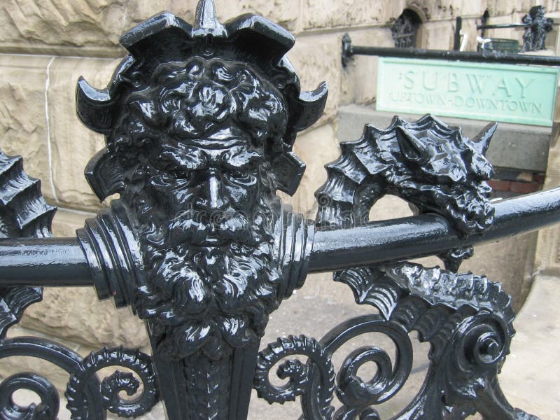 Gargoyles on lamp Post stock photo. Image of closeup, detail - 906974