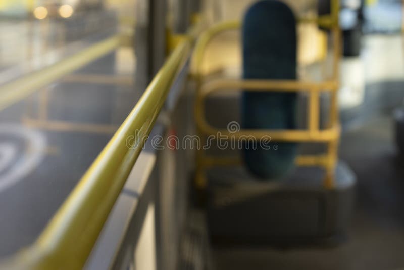 Handrail in Bus. Yellow Handrail Stock Image - Image of journey ...