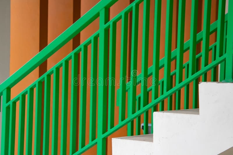 The Handrail Made of Iron in the Building Stock Photo - Image of green ...
