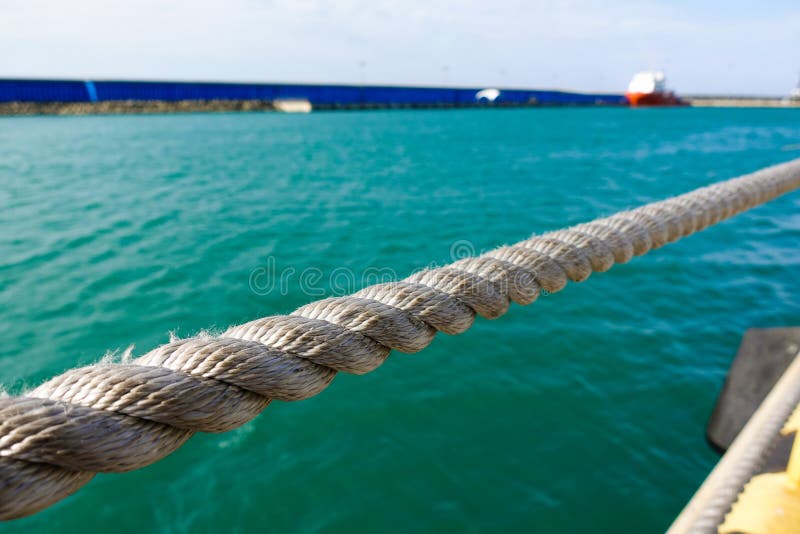 Handrail Made of Nautical Rope at Sea Stock Image - Image of embankment ...