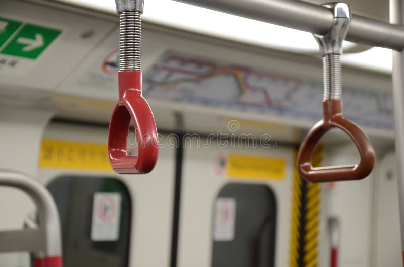Handrail on an MTR Train in Hong Kong Stock Photo - Image of ...