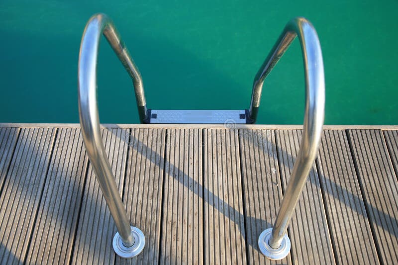Handrail into the Swimming Pool Stock Photo - Image of leisure, metal ...