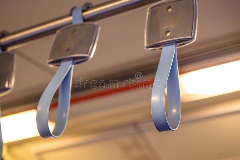 Handrails in the Electric Train Stock Image - Image of commuter, public ...
