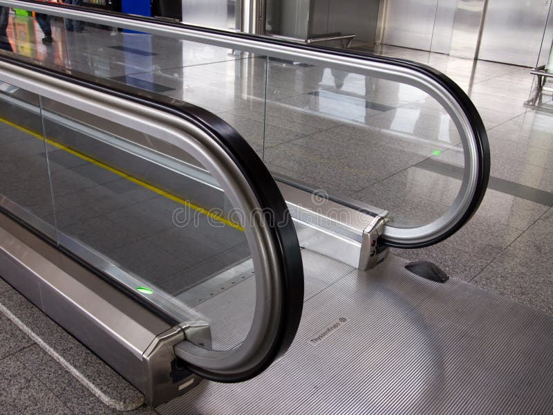 Handrails of a Moving Travolator in the Hall Editorial Stock Photo ...
