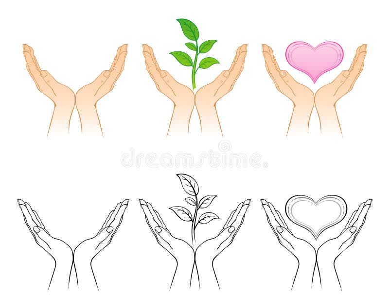 Two Hands And Leaves Plant Massage And Wellness Logo Stock Vector