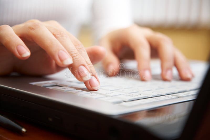 Hands on computer keyboard stock image. Image of desk - 21113543