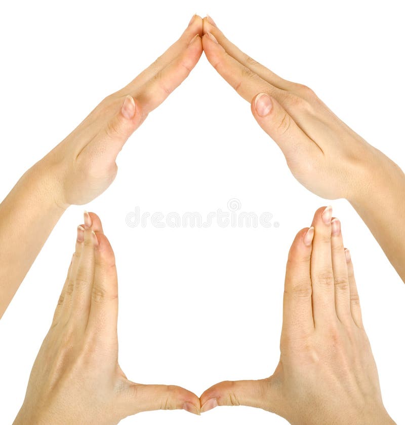 Hands of the Man Made a Home Shape Stock Image - Image of sign, life ...
