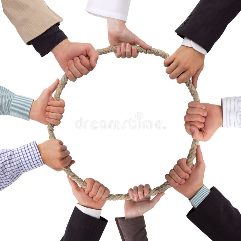 Three Pairs of Human Hands Tied Up Together Stock Image - Image of ...