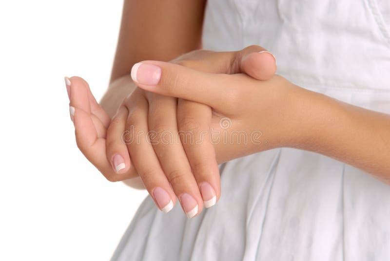 Extreme Close Up of Girls Hand with Engagement Ring. Stock Photo ...