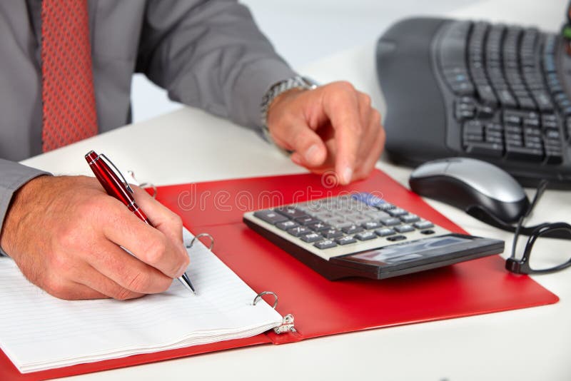 Hands of an Accountant Working on Financial Documents. Panoramic Banner ...