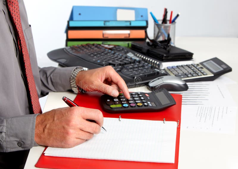 Hands of accountant man stock image. Image of businessman - 89745625