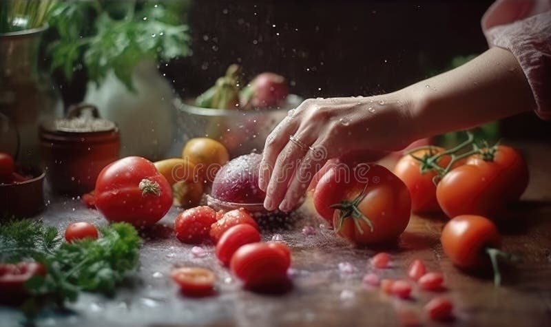 Hands in Action - Cooking Vegetables Stock Illustration - Illustration ...
