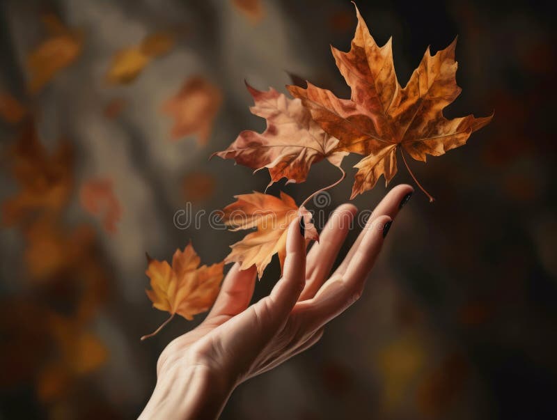 Arm with leaves fall stock illustration. Illustration of sunlight ...