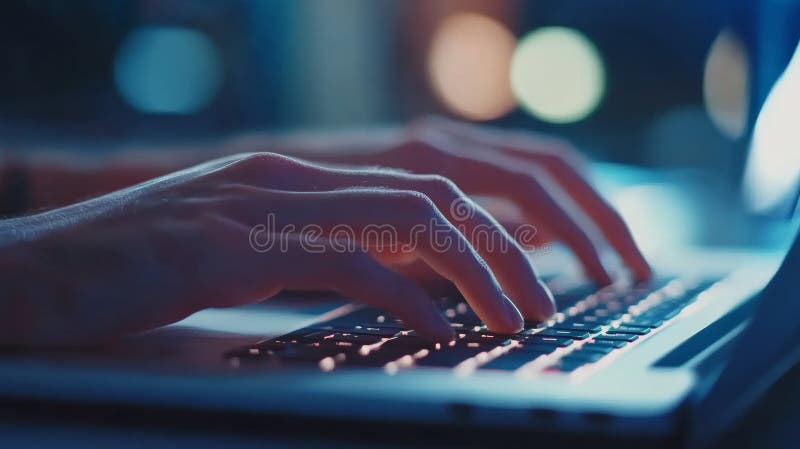 Productive Work Session Hands Laptop Keyboard Stock Photos - Free ...