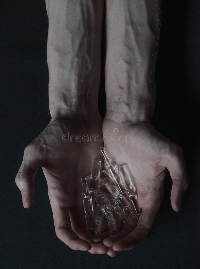 Hands Addict Ampoules Drugs Stock Image - Image of dirty, danger: 42875047