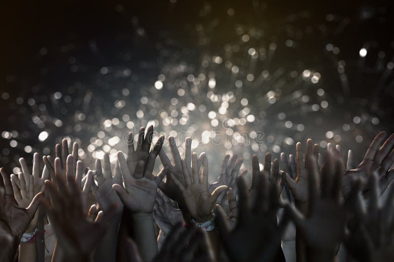 Hands in the air stock image. Image of bokeh, celebrate - 168626113