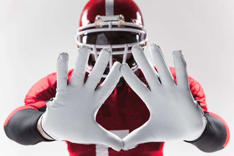 The Hands of American Football Player on White Stock Photo - Image of ...