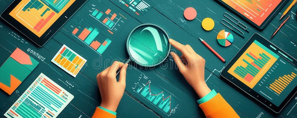 Hands Analyzing Data Charts and Graphs Using Digital Tools and ...