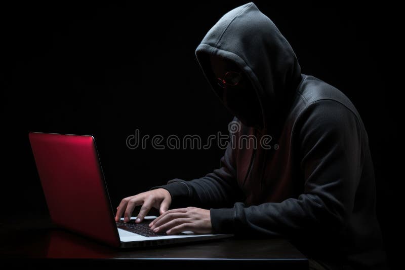 Hands of Anonymous Hacker Holding Credit Card and Using Laptop Computer ...