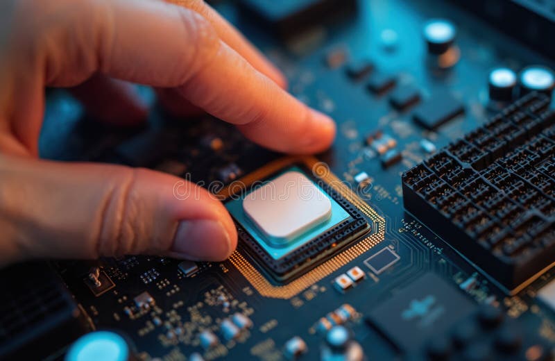 Hands Apply Thermal Paste To Computer Central Processing Unit on ... Hands Apply Thermal Paste To Computer Central Processing Unit on ...