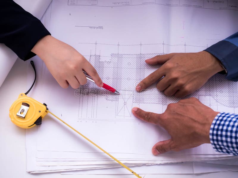 Hands of Architect Engineer Meeting for Pointing Out the Problem Stock ...