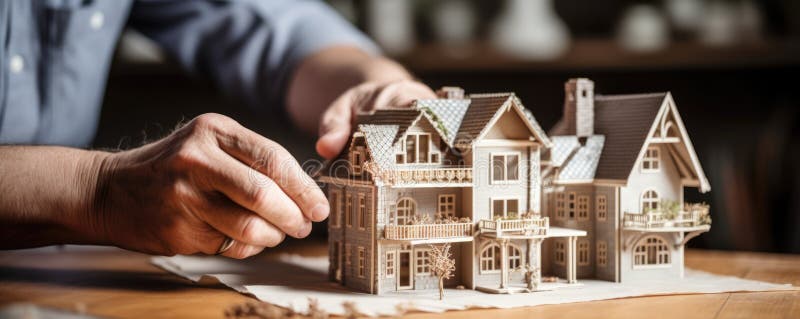 Hands of an Architect Skillfully Constructing a Model House Stock ...