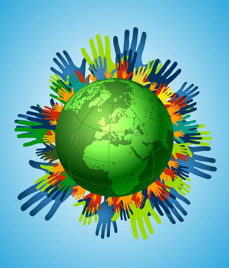 Black Hands Around Of World And World Help Concept Stock Vector ...