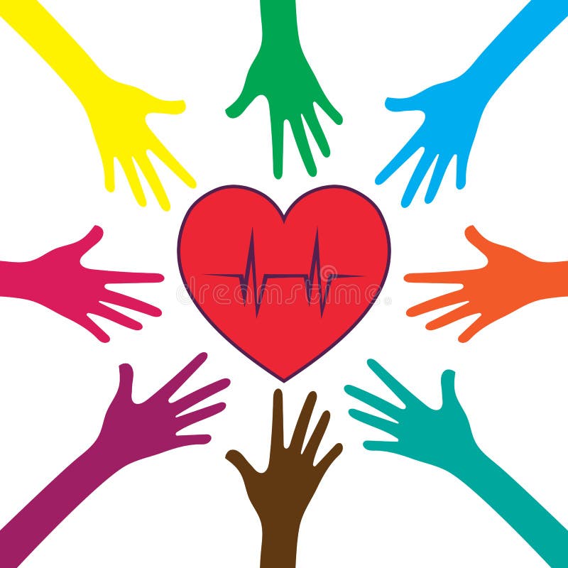 Colorful Hands Around a Heart Logo Vector Illustration on White ...