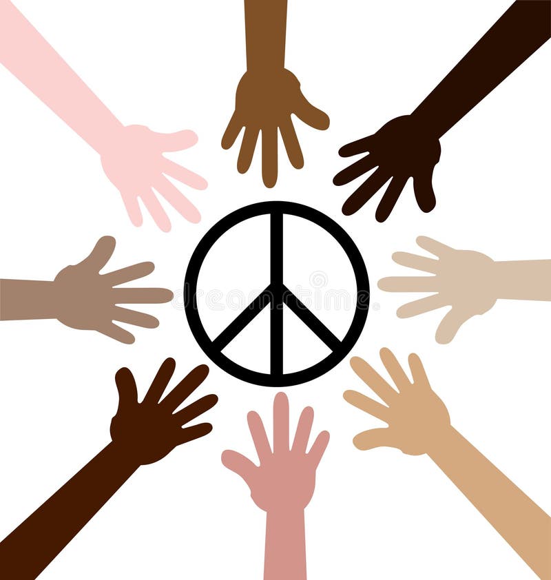 Hands around Peace symbol stock vector. Illustration of peace - 31399169