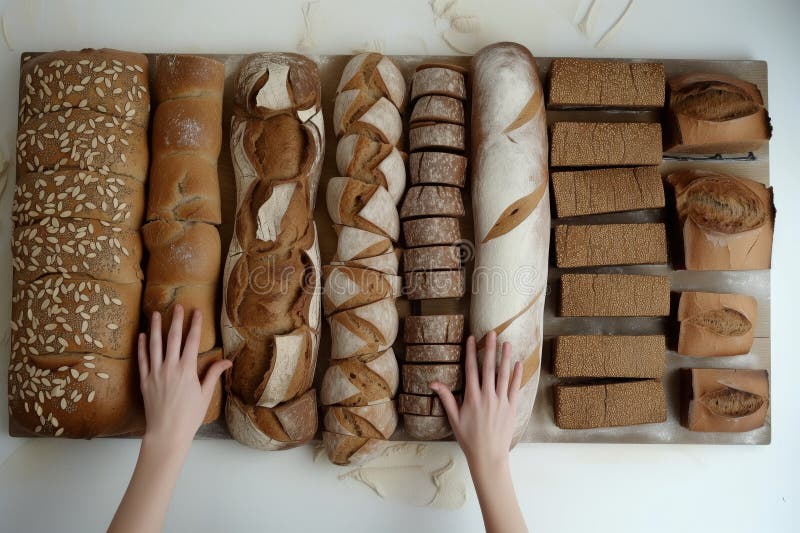 Hands Arranging Rye Bread Loaves for Display Stock Photo - Image of ...